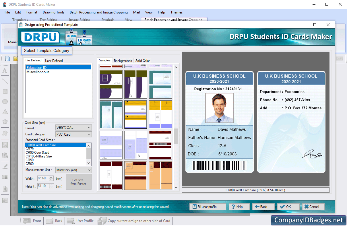 Screenshots of Student ID Cards Maker to know how to design Student ID ...