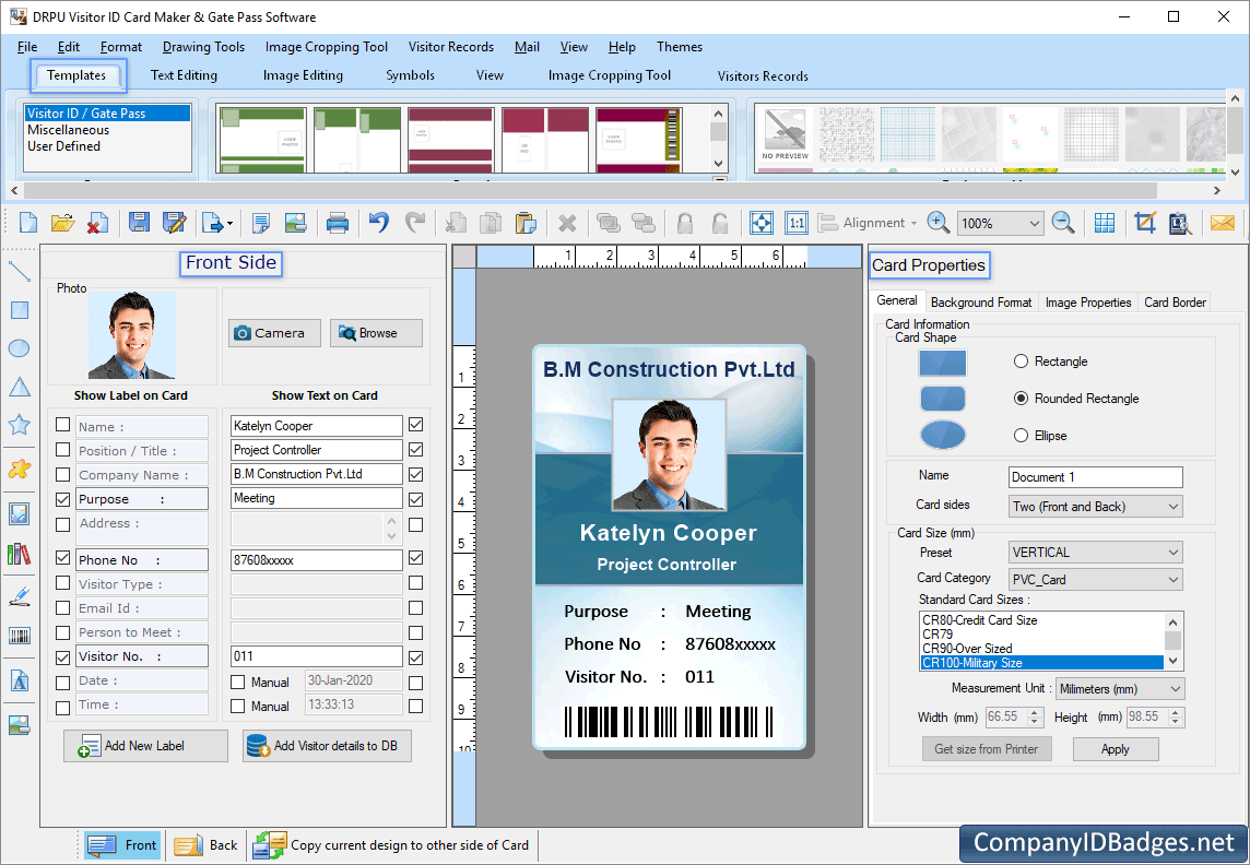 Screenshots of Visitors ID Gate Pass Maker to know how to design ...